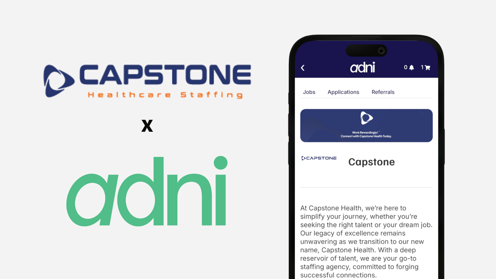 Capstone Health launches jobs on Adni, the all-in-one app for healthcare workers